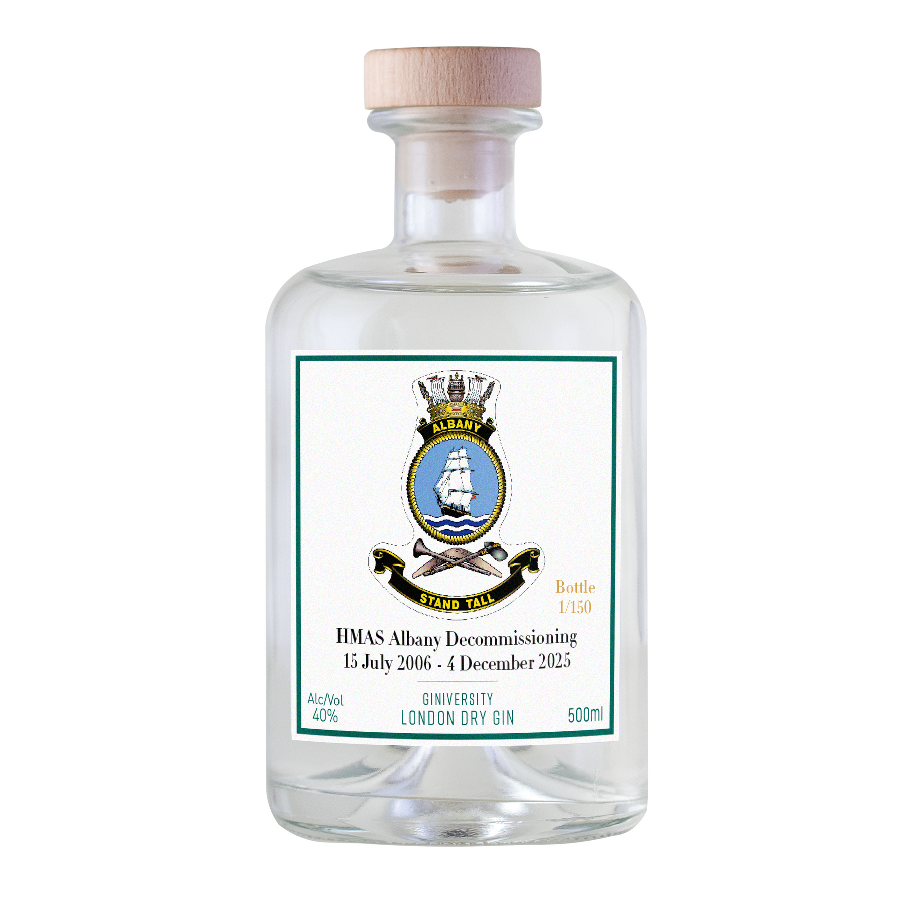 HMAS Albany Giniversity London Dry Gin 40% - 500ml – Great Southern ...